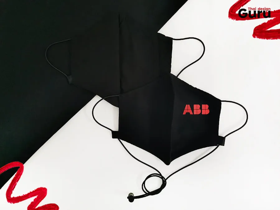 รับทำแมสผ้าพิมพ์ลายโลโก้ ABB สายปรับได้
