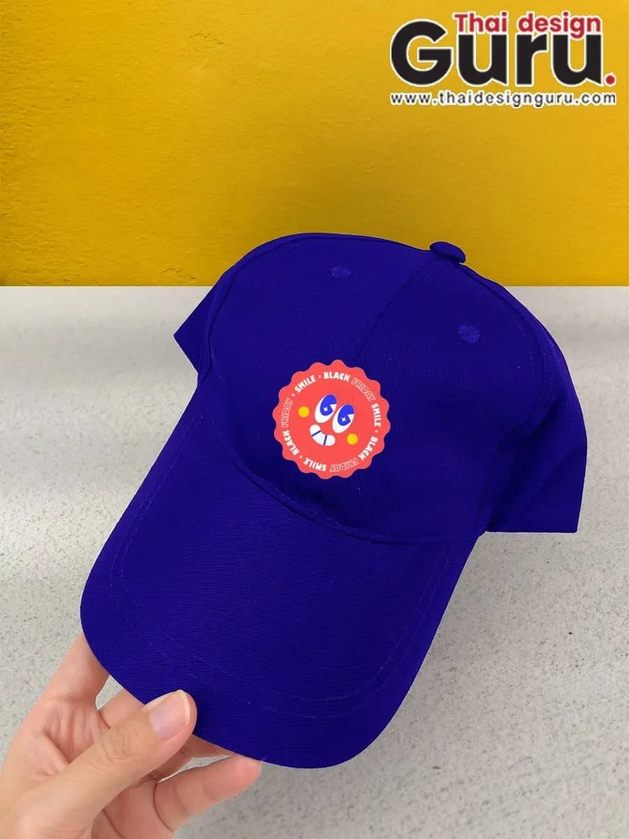 สั่งผลิตหมวกแก๊ปแฟชั่นสีน้ำเงิน ของที่ระลึก พร้อมสกรีนลาย Black Friday