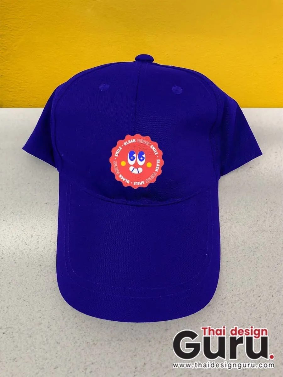 สั่งผลิตหมวกแก๊ปแฟชั่นสีน้ำเงิน ของที่ระลึก พร้อมสกรีนลาย Black Friday