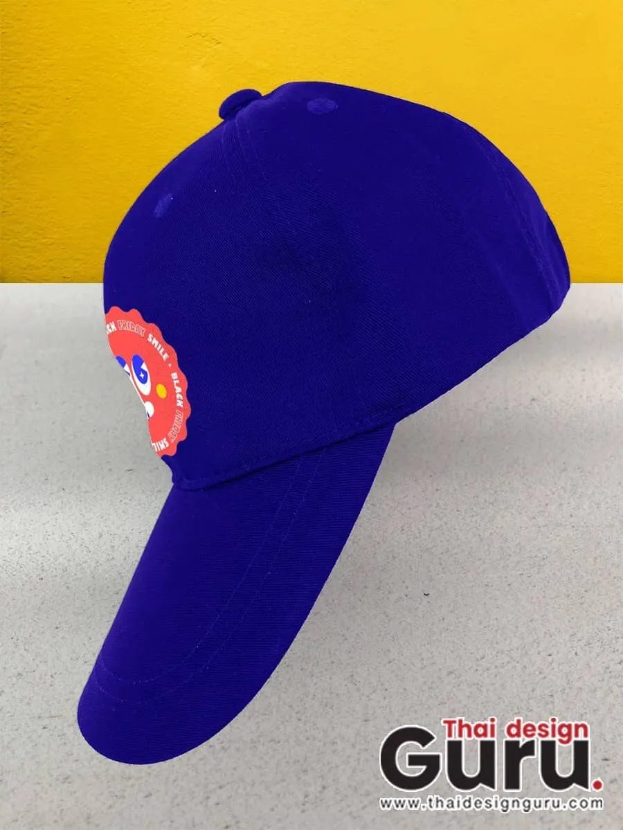 สั่งผลิตหมวกแก๊ปแฟชั่นสีน้ำเงิน ของที่ระลึก พร้อมสกรีนลาย Black Friday