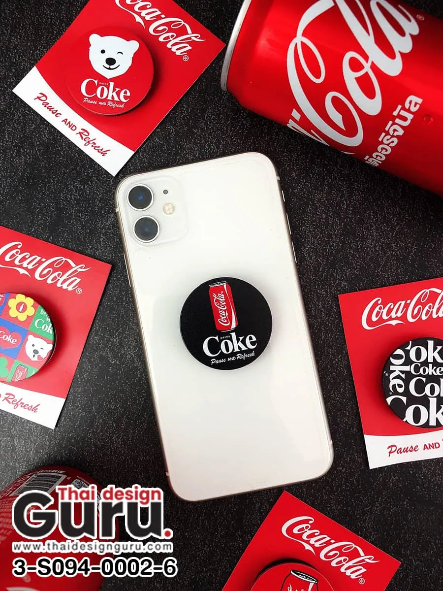 รับผลิต Popsocket ที่ติดหลังมือถือพิมพ์ลายFull Color แบรนด์Coca Cola