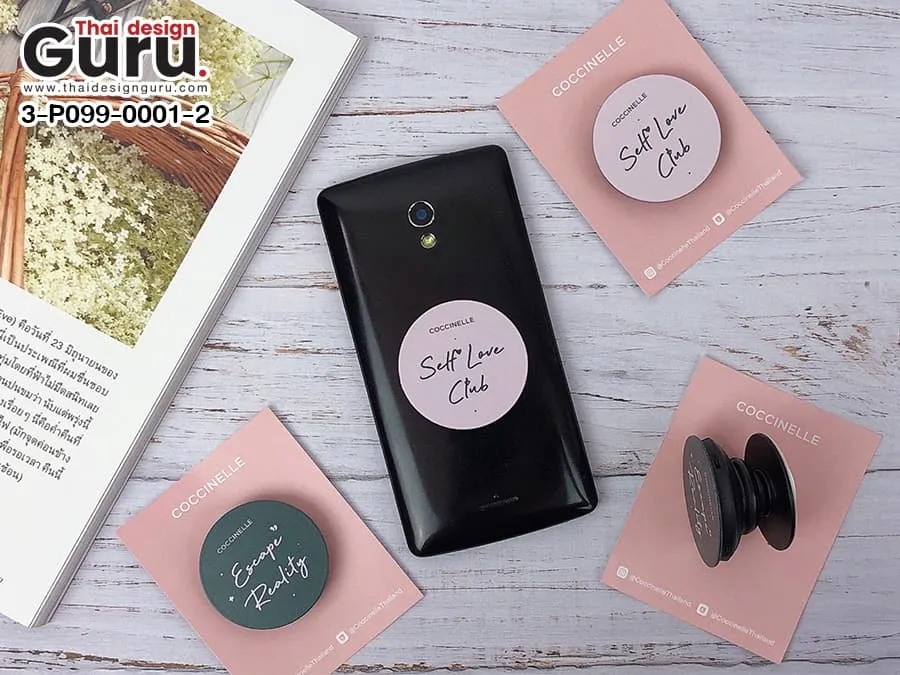 รับผลิต popsocket ที่ติดหลังมือถือแบบกลม พร้อมสกรีนลาย Coccinelle