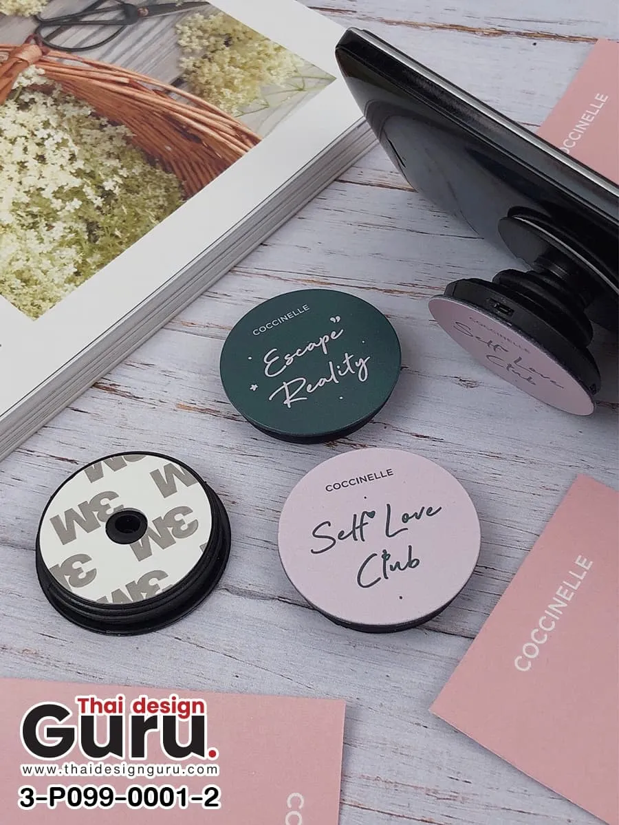 รับผลิต popsocket ที่ติดหลังมือถือแบบกลม พร้อมสกรีนลาย Coccinelle