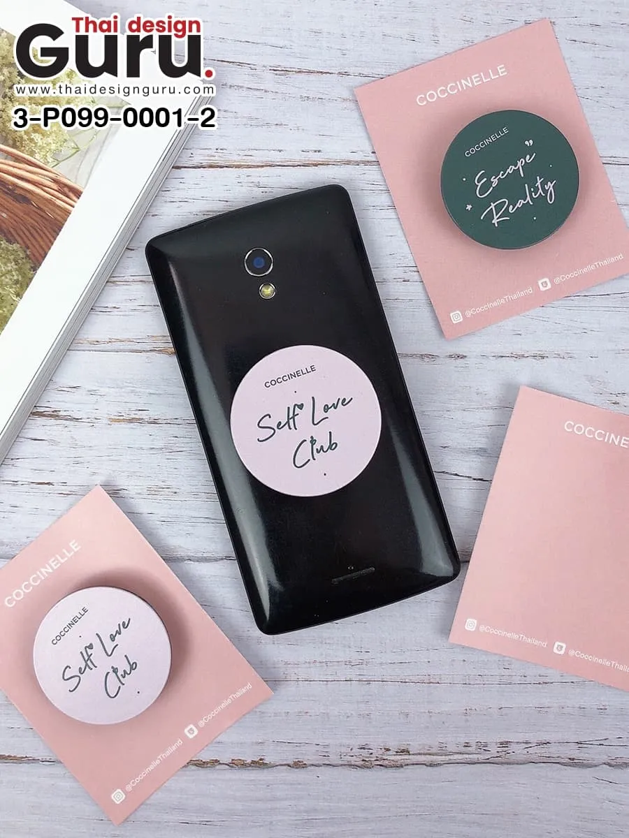 รับผลิต popsocket ที่ติดหลังมือถือแบบกลม พร้อมสกรีนลาย Coccinelle
