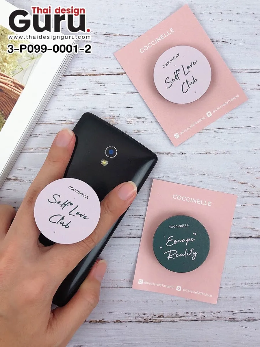 รับผลิต popsocket ที่ติดหลังมือถือแบบกลม พร้อมสกรีนลาย Coccinelle