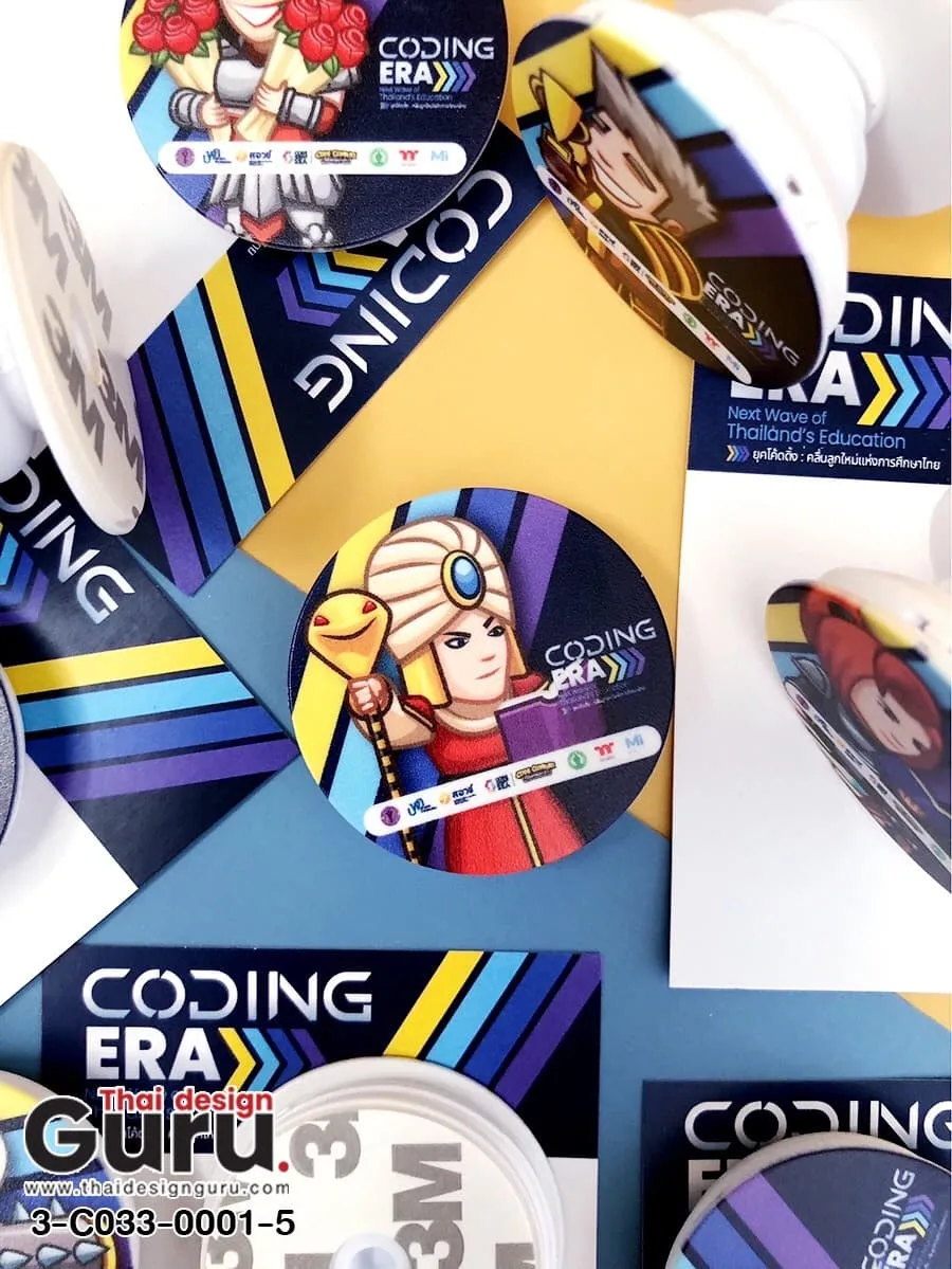 รับทำกริ๊บต็อคพิมพ์ลาย ติดพยุงมือถือ Griptok การ์ตูน Coding Era