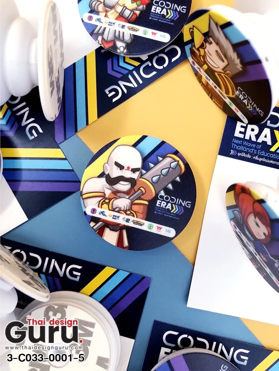 รับทำกริ๊บต็อคพิมพ์ลาย ติดพยุงมือถือ Griptok การ์ตูน Coding Era