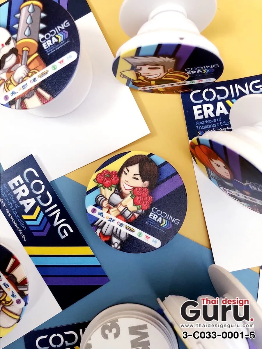 รับทำกริ๊บต็อคพิมพ์ลาย ติดพยุงมือถือ Griptok การ์ตูน Coding Era