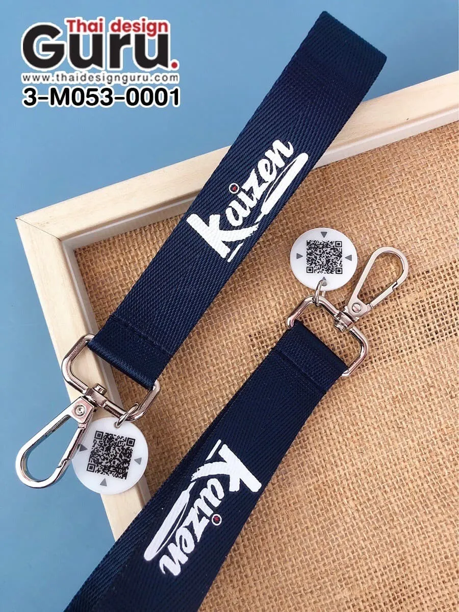 รับทำพวงกุญแจสายผ้าสีน้ำเงินที่ระลึก ของชำร่วยบริษัท พิมพ์โลโก้ Kaizen