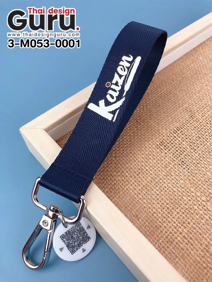 รับทำพวงกุญแจสายผ้าสีน้ำเงินที่ระลึก ของชำร่วยบริษัท พิมพ์โลโก้ Kaizen