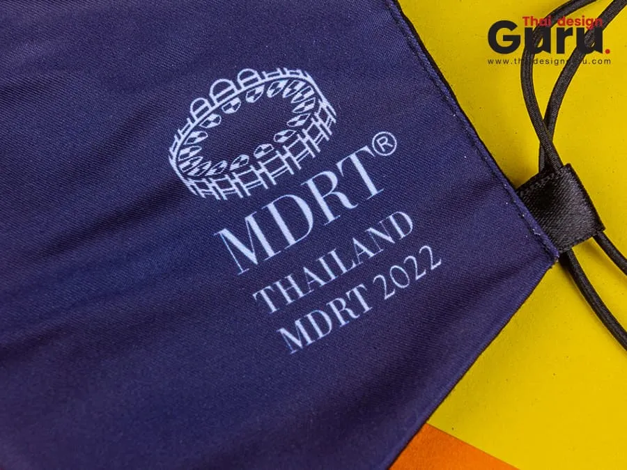 รับทำหน้ากากผ้าไมโครพีชกันน้ำทรง3D โลโก้ MDRT