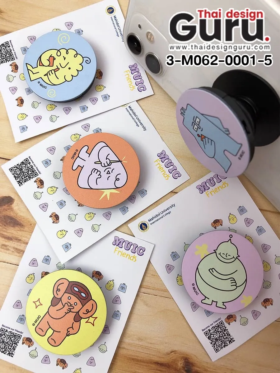 ผลิต Griptok ที่ติดหลังมือถือของที่ระลึก พร้อมสกรีนลาย MUIC FRIENDS