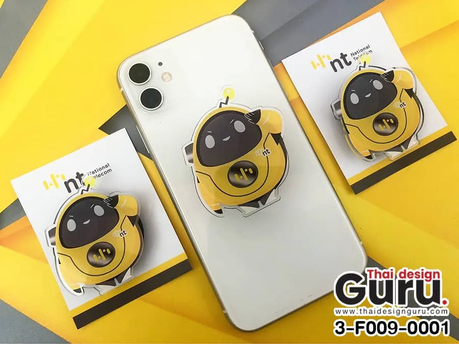 รับผลิต Popsocket ไดคัท สกรีนลายรูปหุ่นยนต์ แบรนด์ NT CONNECT