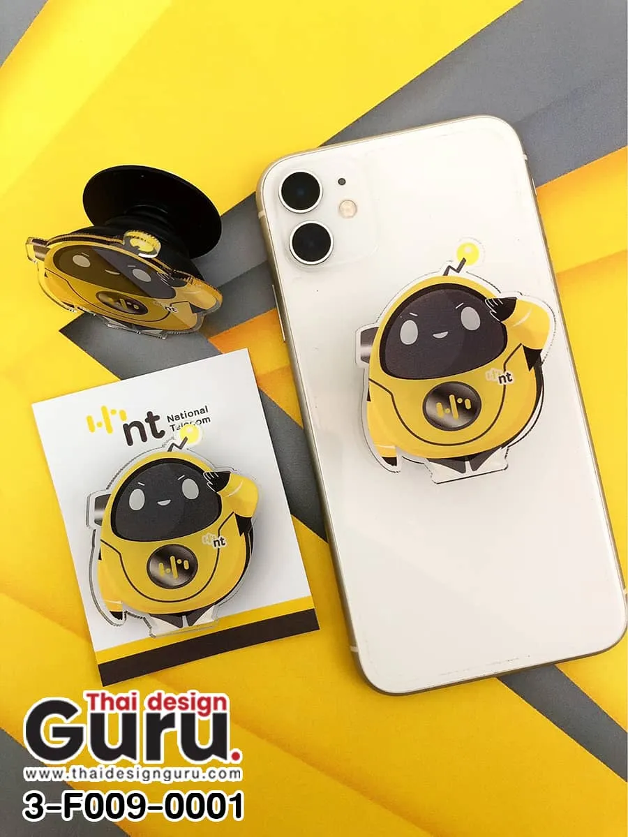 รับผลิต Popsocket ไดคัท สกรีนลายรูปหุ่นยนต์ แบรนด์ NT CONNECT