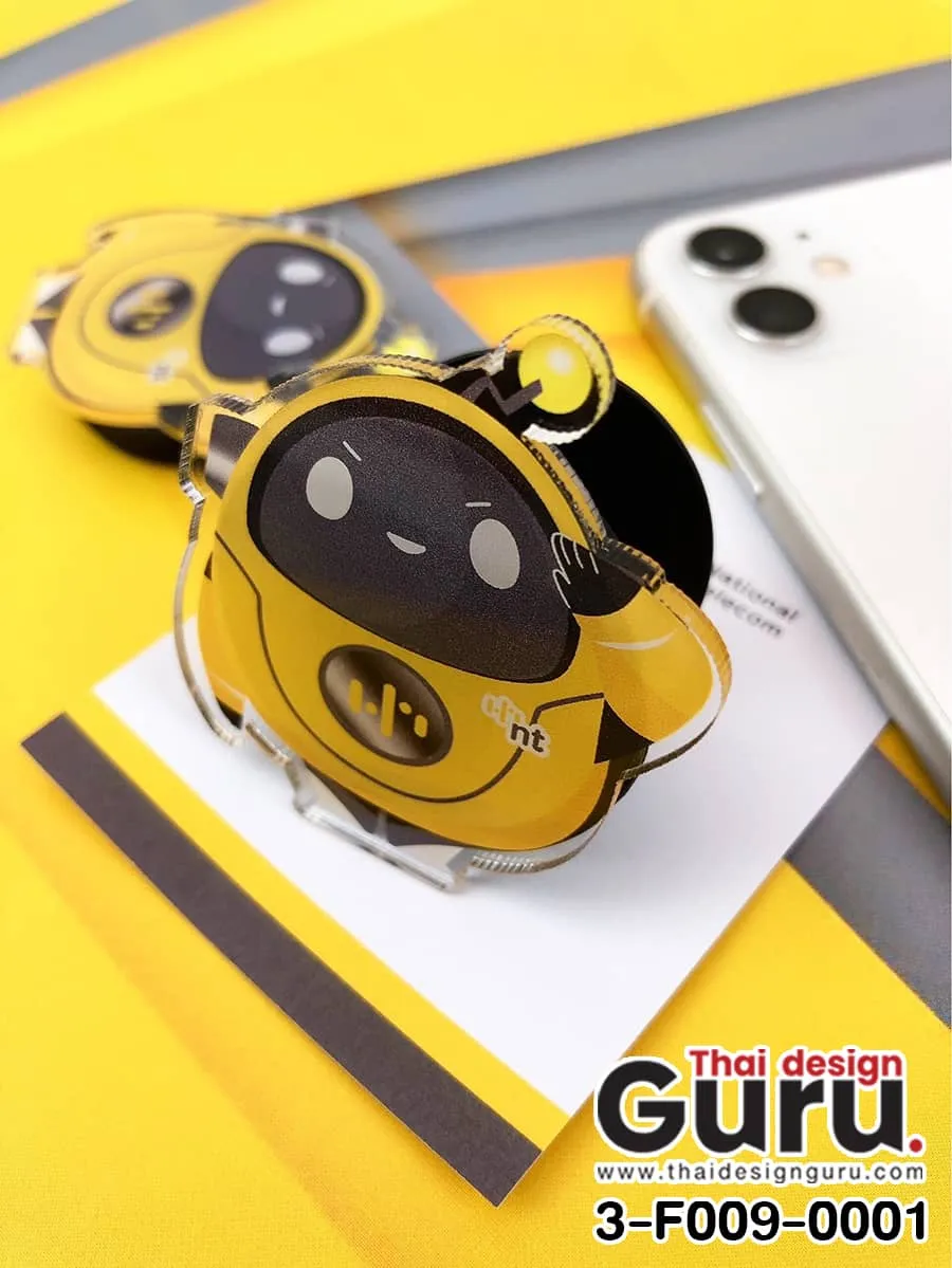 รับผลิต Popsocket ไดคัท สกรีนลายรูปหุ่นยนต์ แบรนด์ NT CONNECT