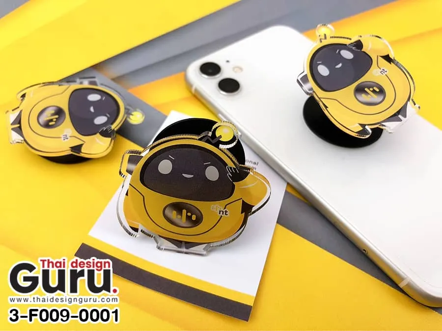 รับผลิต Popsocket ไดคัท สกรีนลายรูปหุ่นยนต์ แบรนด์ NT CONNECT