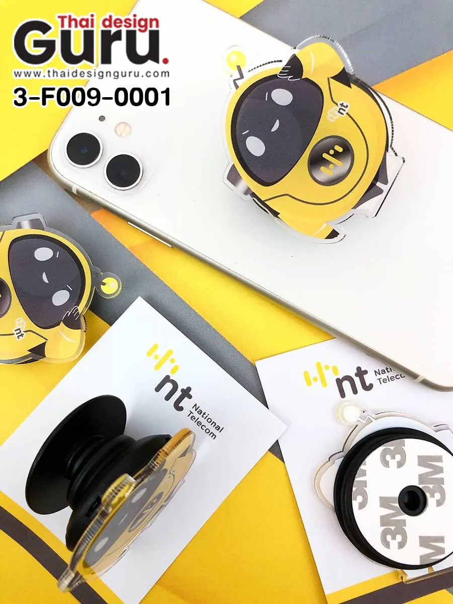 รับผลิต Popsocket ไดคัท สกรีนลายรูปหุ่นยนต์ แบรนด์ NT CONNECT