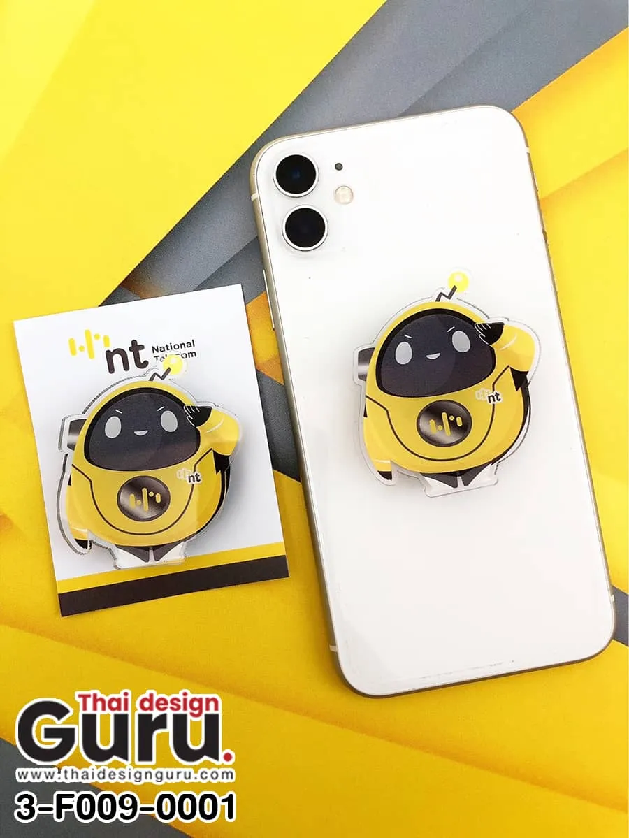 รับผลิต Popsocket ไดคัท สกรีนลายรูปหุ่นยนต์ แบรนด์ NT CONNECT