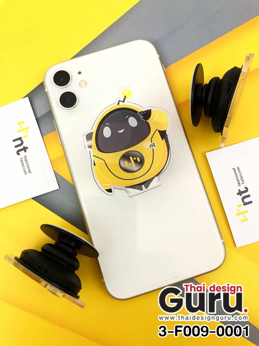 รับผลิต Popsocket ไดคัท สกรีนลายรูปหุ่นยนต์ แบรนด์ NT CONNECT