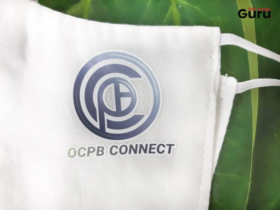 รับทำผ้าปิดปาก สีขาว พิมพ์โลโก้ OCPB