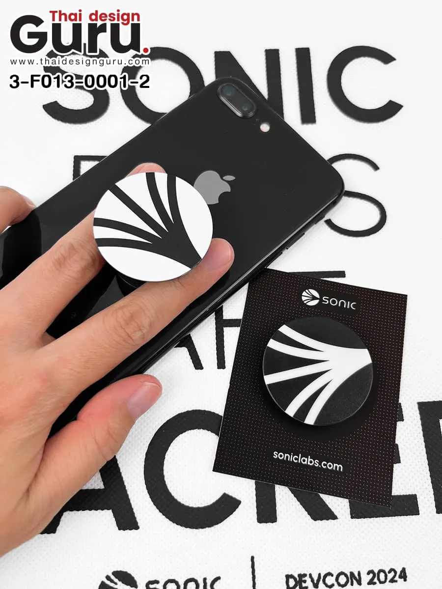 รับผลิต Griptok ที่ติดหลังโทรศัพท์มือถือ สกรีนลาย Sonic สีขาว - ดำ