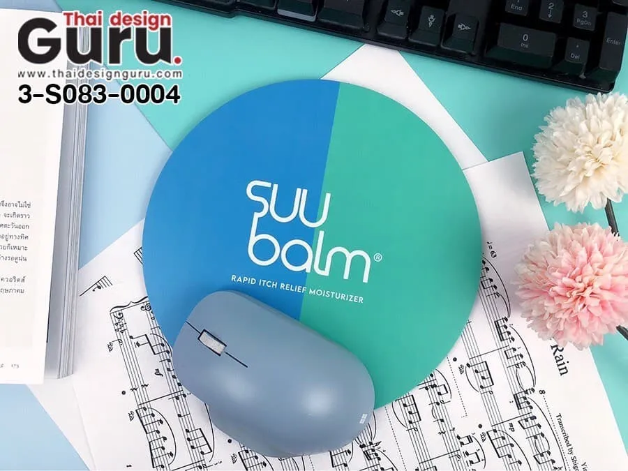 สั่งทำแผ่นรองเมาส์พลาสติกไดคัทกลม Fullcolor พิมพ์ลายSuu Balm