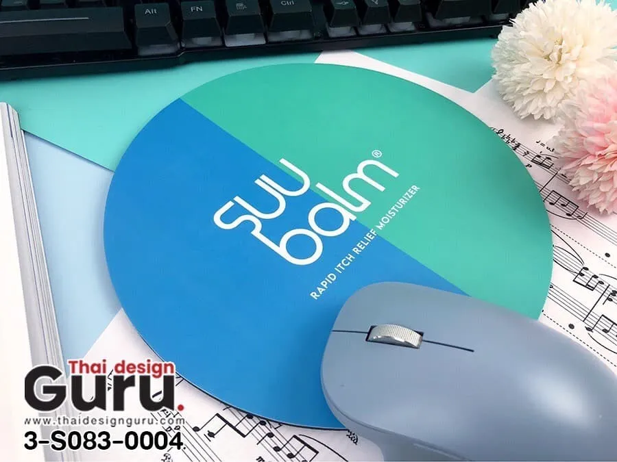 สั่งทำแผ่นรองเมาส์พลาสติกไดคัทกลม Fullcolor พิมพ์ลายSuu Balm