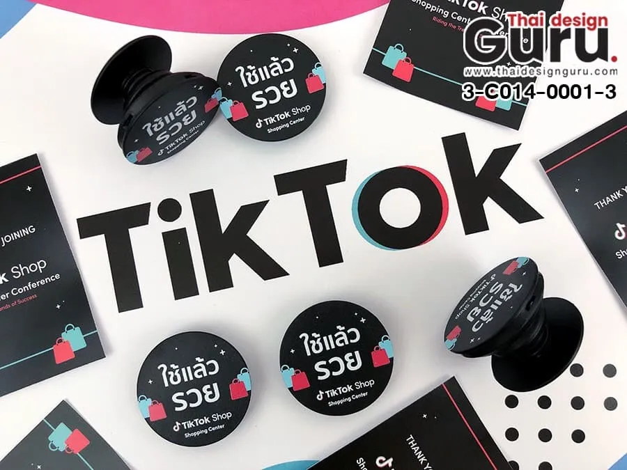 ผลิตกริ๊บติดมือถือGriptok แบบกลมของสะสมคละลายพิมพ์แบรนด์ Tiktok