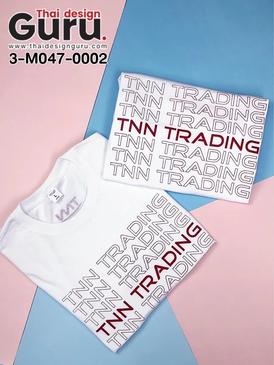 ผลิตเสื้อยืดคอกลมสีขาว Freesize ของแจกเทศกาล พิมพ์แบรนด์ TNN