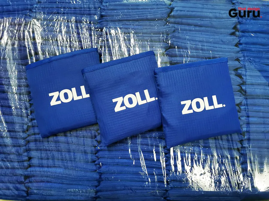 รับทำถุงผ้าร่ม ลิปต็อป พับได้ สกรีนโลโก้ zoll